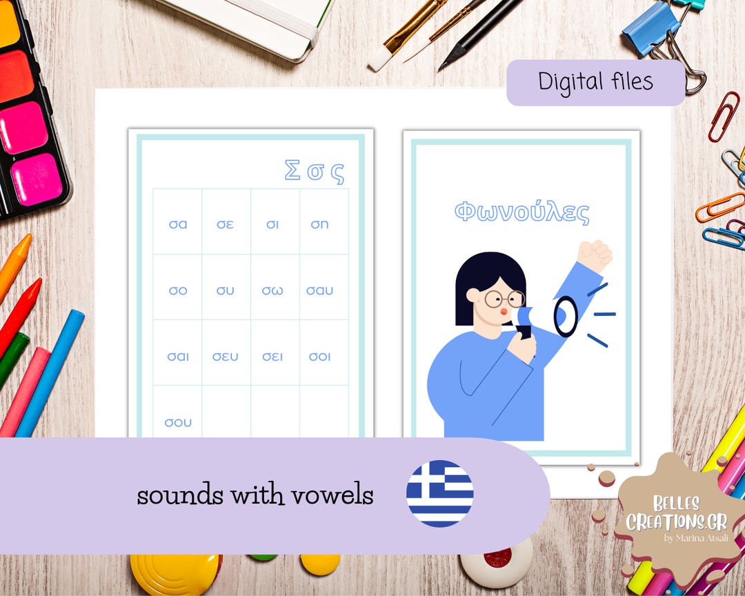 Sounds With Vowels in GREEK Alphabet. Educational Flash Cards - Etsy