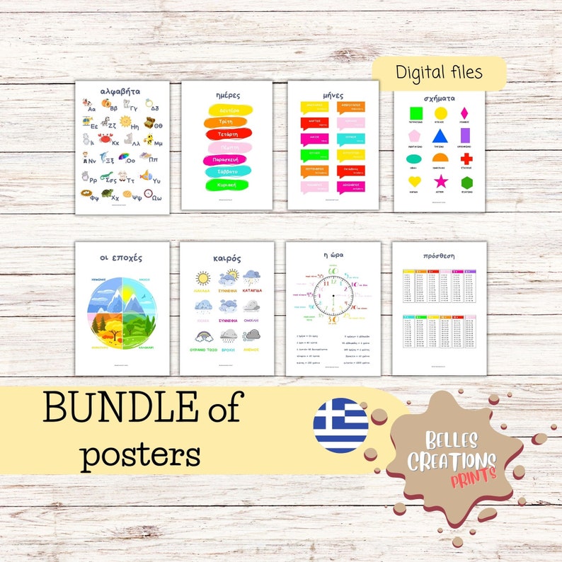 Greek Preschool Learning Posters|alphabet, Days and Months Posters ...