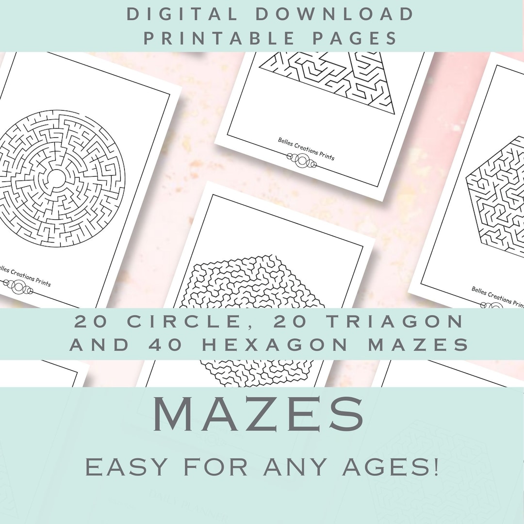 Fun Maze Activity Bundle for Kids Shaped Designs 80 Pages Instant ...