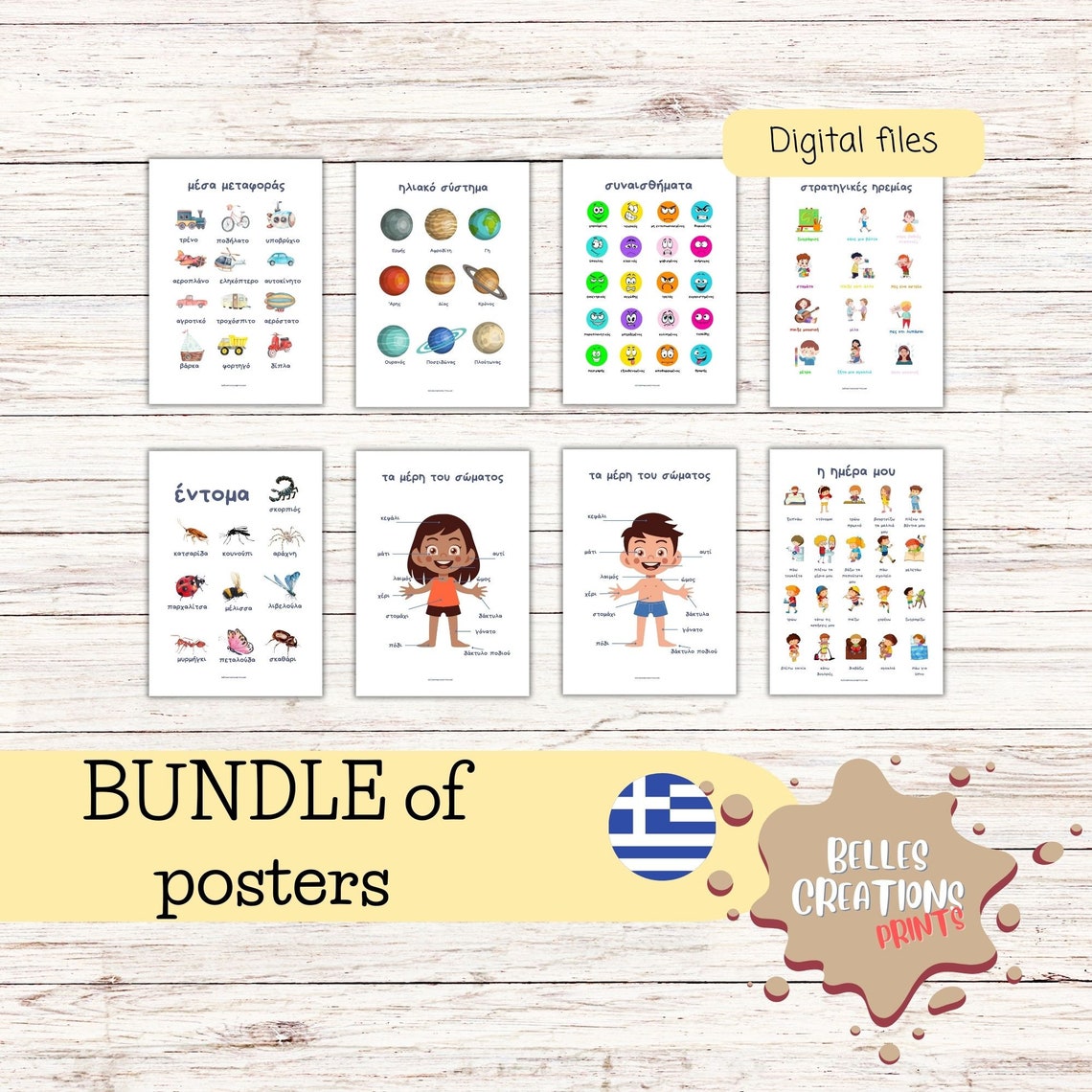 Greek Preschool Learning Posters|alphabet, Days and Months Posters ...