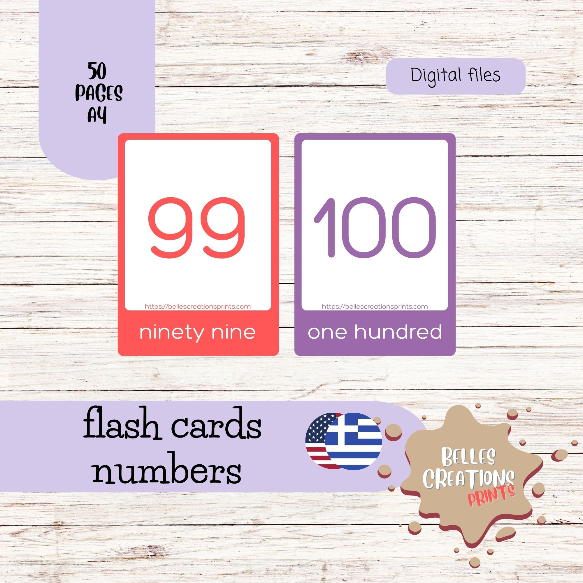 Tarjetas didácticas con números del 1 al 100. Tarjetas - Etsy España