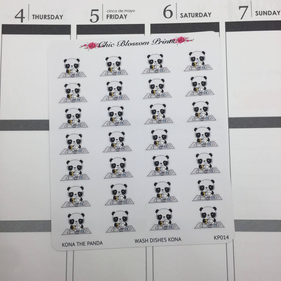 Washing the Dishes Kona Character Stickers, Chicblossomprints KP014 - Etsy