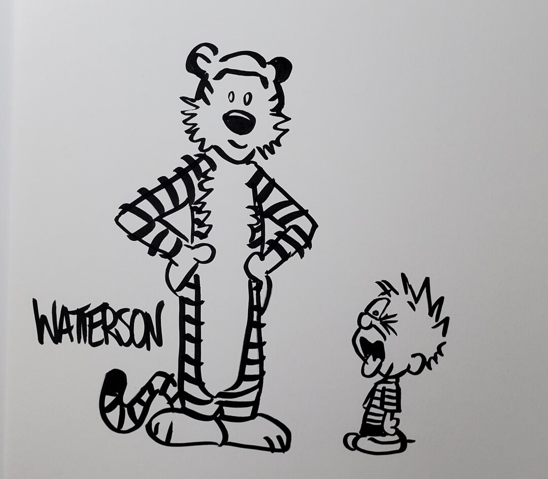 Bill Watterson Cartoon Comic Art, Calvin and Hobbes, Ink Drawing ...
