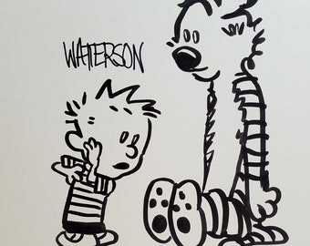 Bill Watterson Cartoon Comic Art, Calvin and Hobbes, Ink Drawing ...