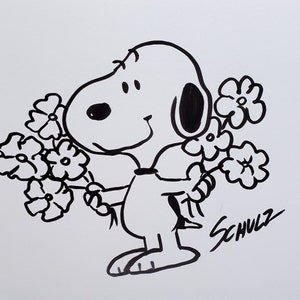 Snoopy Drawing, Snoopy Ink Illustration Artwork, Woodstock Peanuts ...