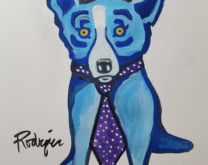 George Rodrigue Estate Found Art - Blue Dog Painting, Blue Dog Artwork ...