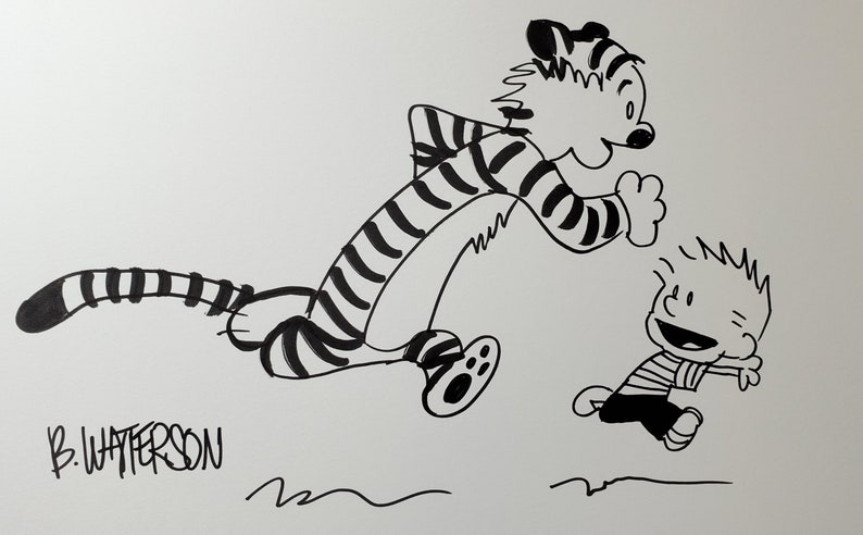 Calvin and Hobbes, Ink Drawing, Artwork, Comics, Cartoon Illustration ...