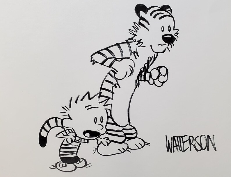 Calvin and Hobbes, Ink Drawing, Artwork, Comics, Cartoon Illustration ...