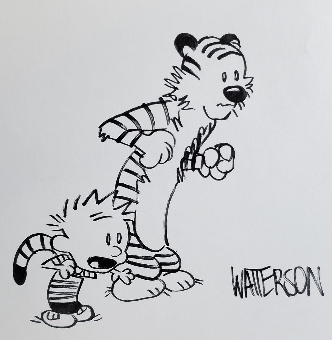 Calvin and Hobbes, Ink Drawing, Artwork, Comics, Cartoon Illustration ...