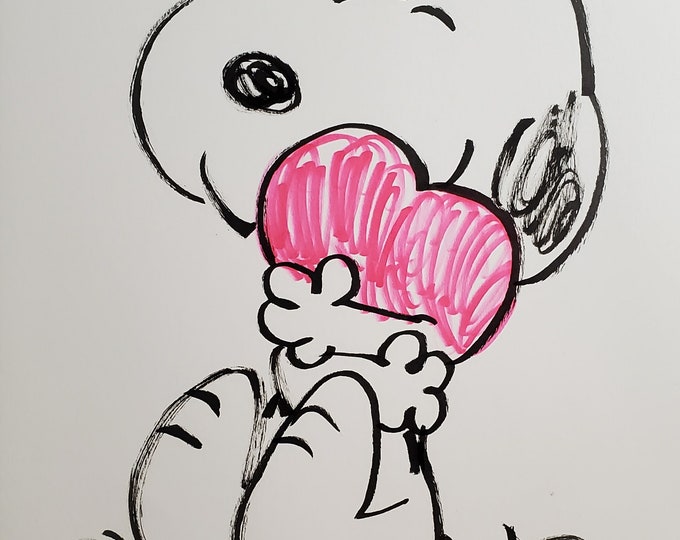 Snoopy Character Drawing, Schulz Peanuts Art, Snoopy Artwork on Paper ...
