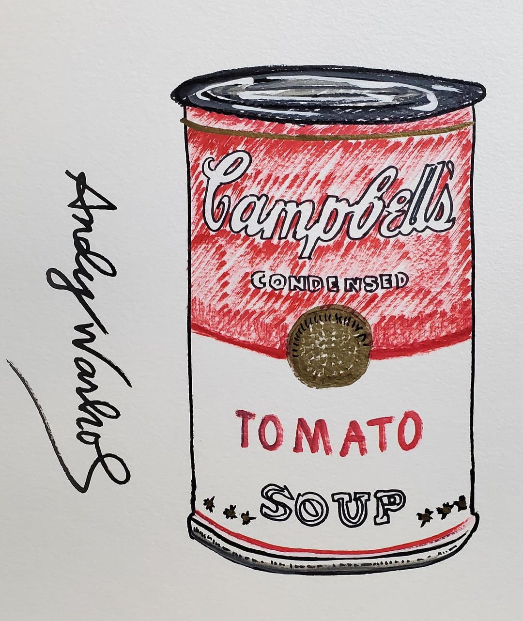 Campbell Soup Can Drawing, Warhol Color Pop-art Tomato Soup, Andy ...