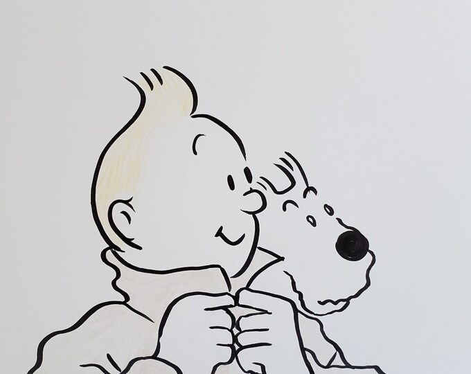 Color Drawing Adventures of TINTIN Drawing, Georges Remi Comic Artwork ...