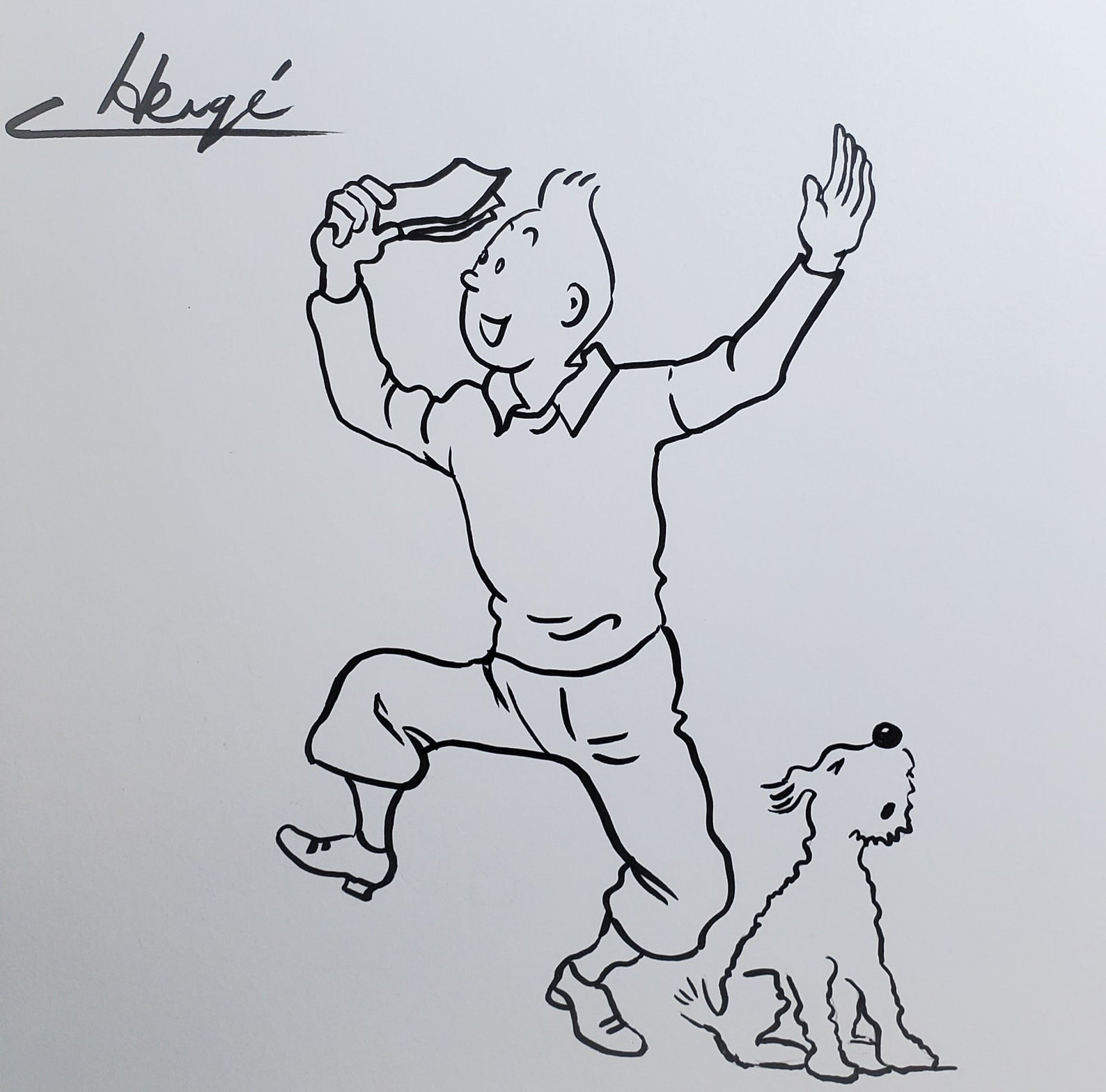 TIN TIN Drawing Adventures of TINTIN Herge Art Georges Remi Ink Drawing ...