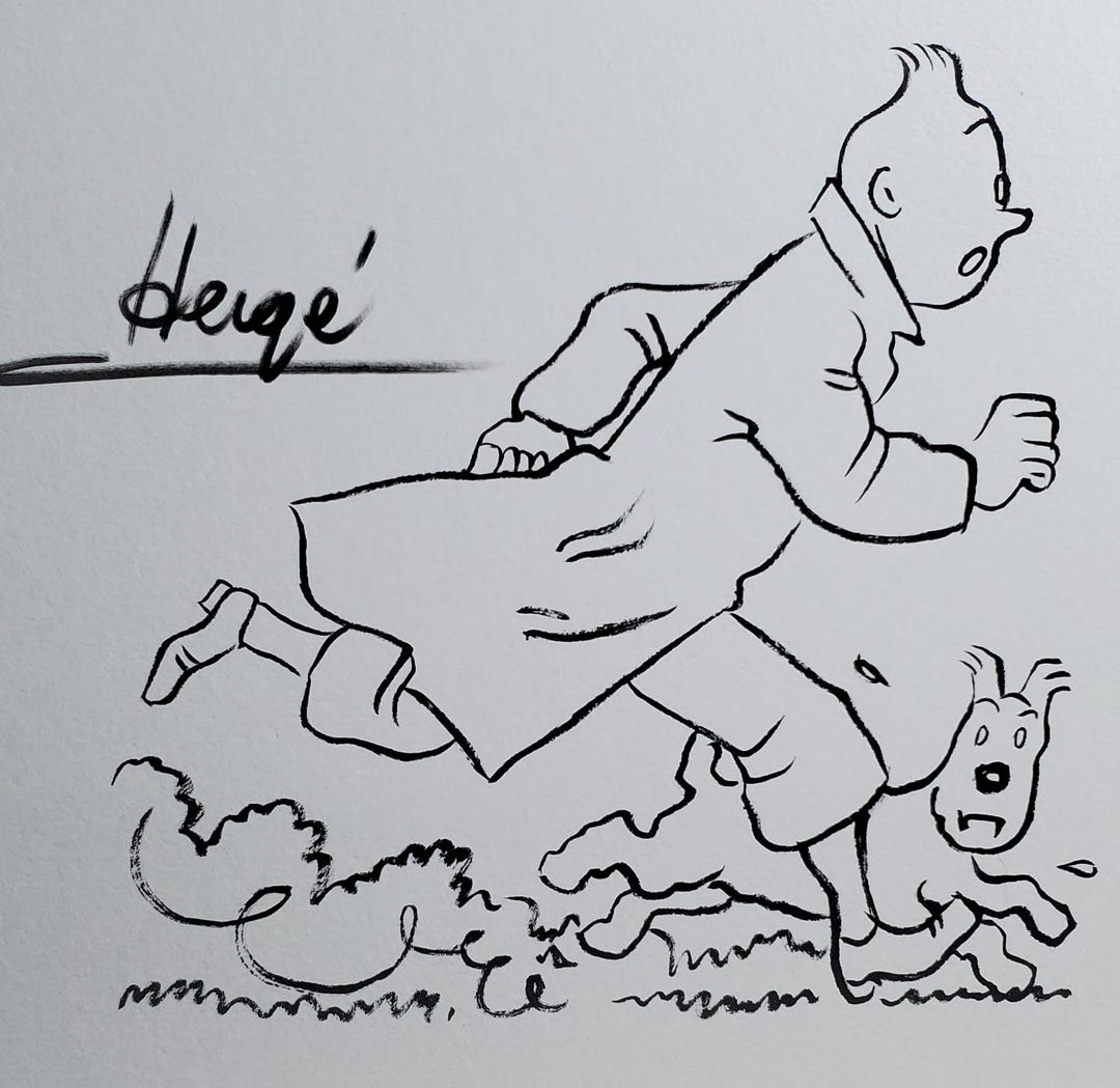 Adventures of Tintin Ink Drawing by Hergé - Signed Comic Art - Etsy