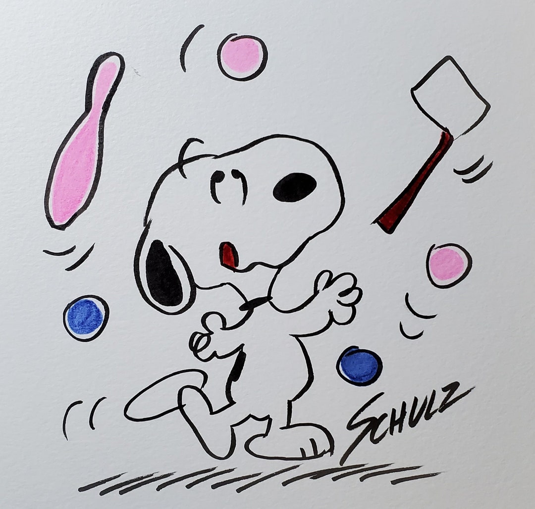 Color Snoopy Juggling Drawing, Snoopy Color Artwork, Woodstock Peanuts ...