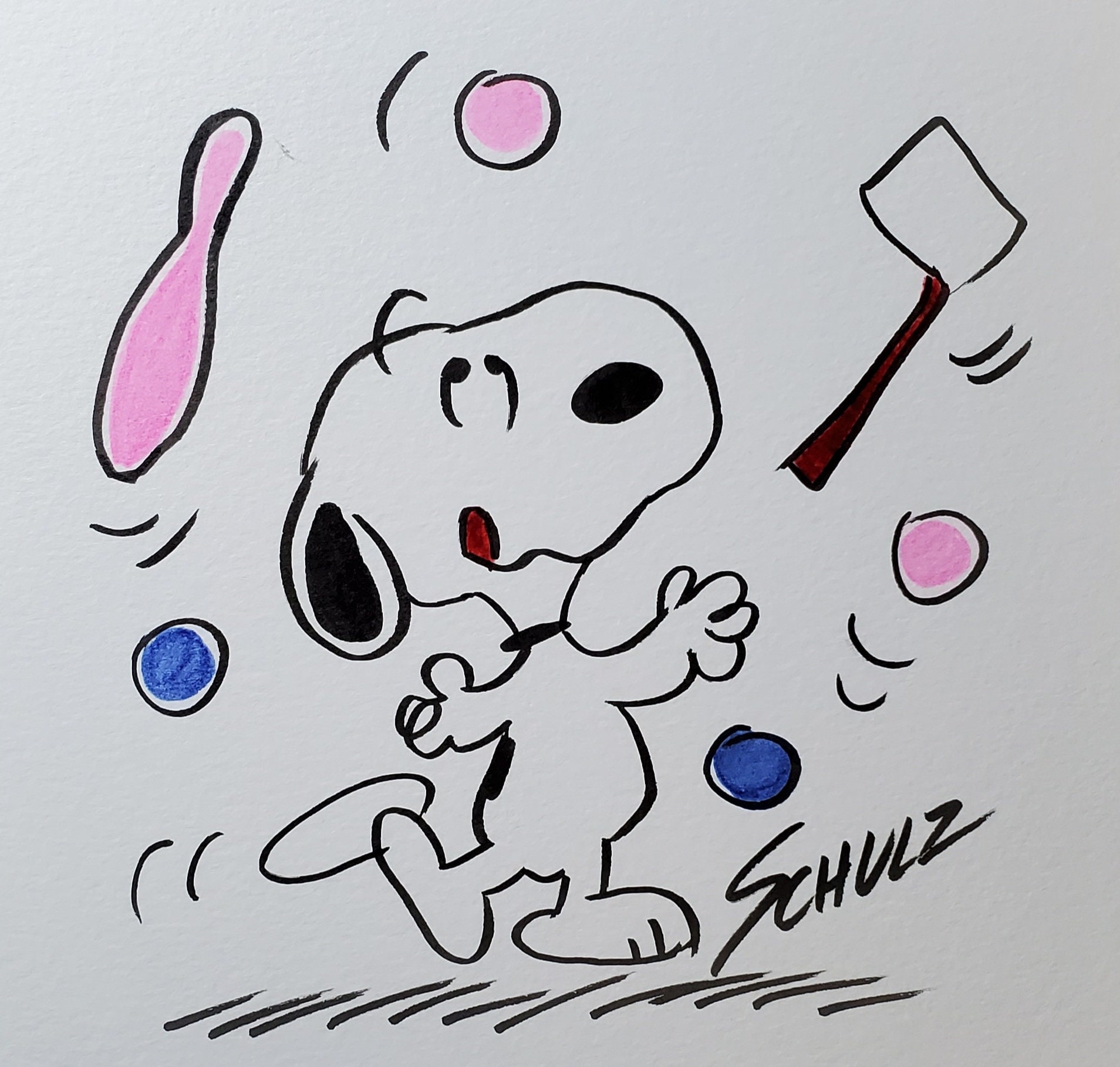 Color Snoopy Juggling Drawing, Snoopy Color Artwork, Woodstock Peanuts ...