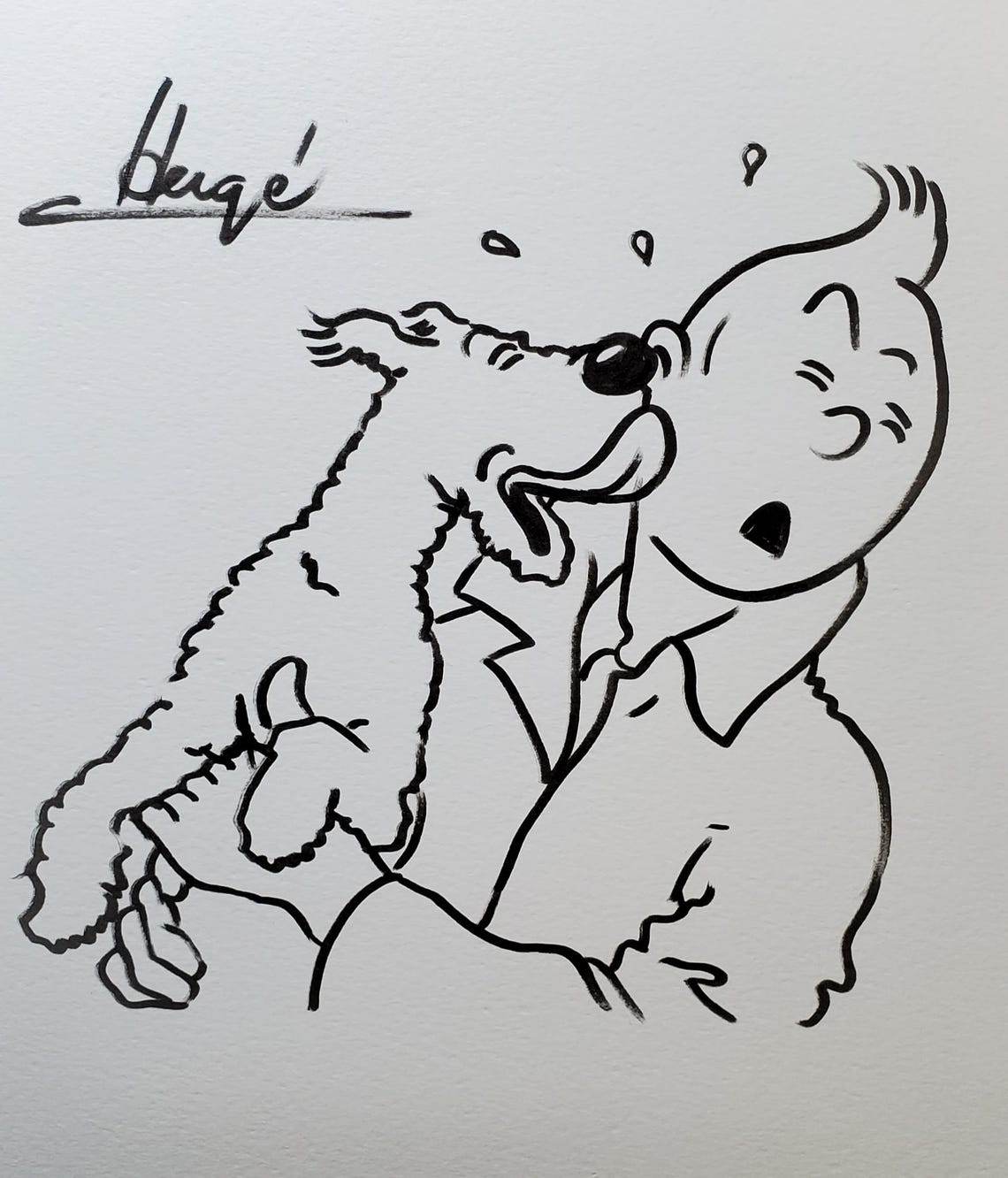 Herge Art TIN TIN Drawing, Adventures of TINTIN - Georges Remi Ink ...