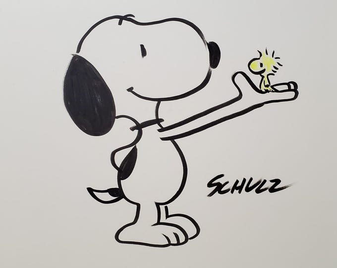 Snoopy and Woodstock Color Drawing, Charlie Brown Artwork, Peanuts ...