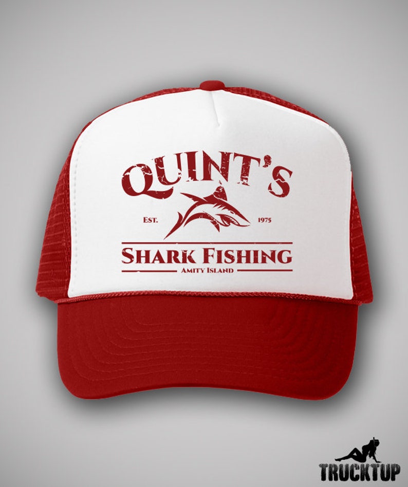Quints Shark Fishing Hat Shark Movie Trucker 70s Retro | Etsy
