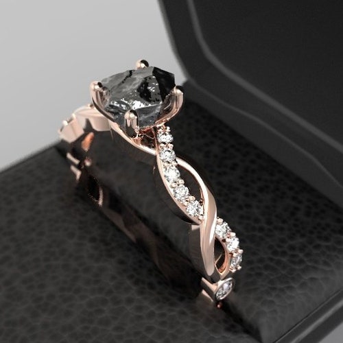 Rose Gold Raw Diamond Engagement Ring Rose Gold Raw Diamond | Etsy