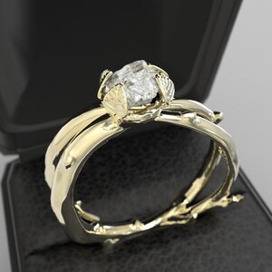 Yellow Gold Raw Diamond Engagement Ring Yellow Gold Rough - Etsy