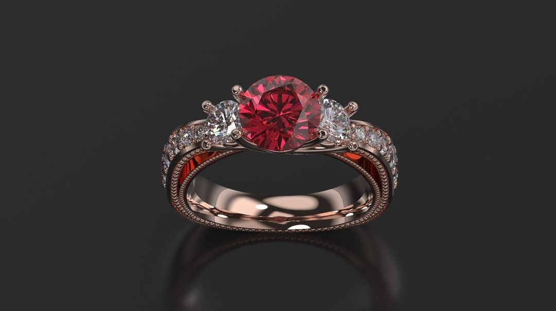 Ruby Engagement Ring Rose Gold Engagement Ring Ruby Ring Ruby Gold Rose ...