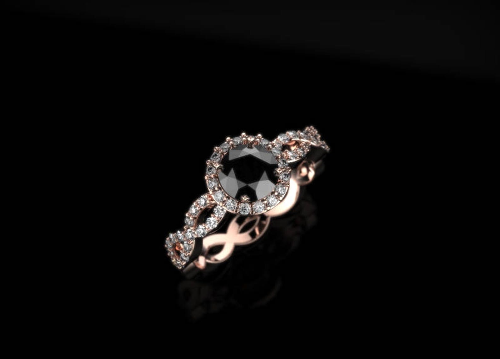 Rose Gold Black Diamond Ring Rose Gold Black Diamond - Etsy