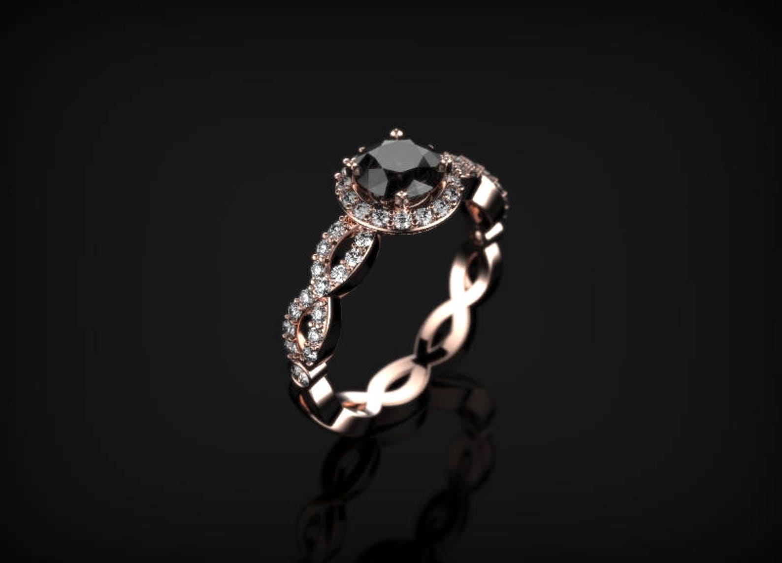 Rose Gold Black Diamond Ring Rose Gold Black Diamond - Etsy