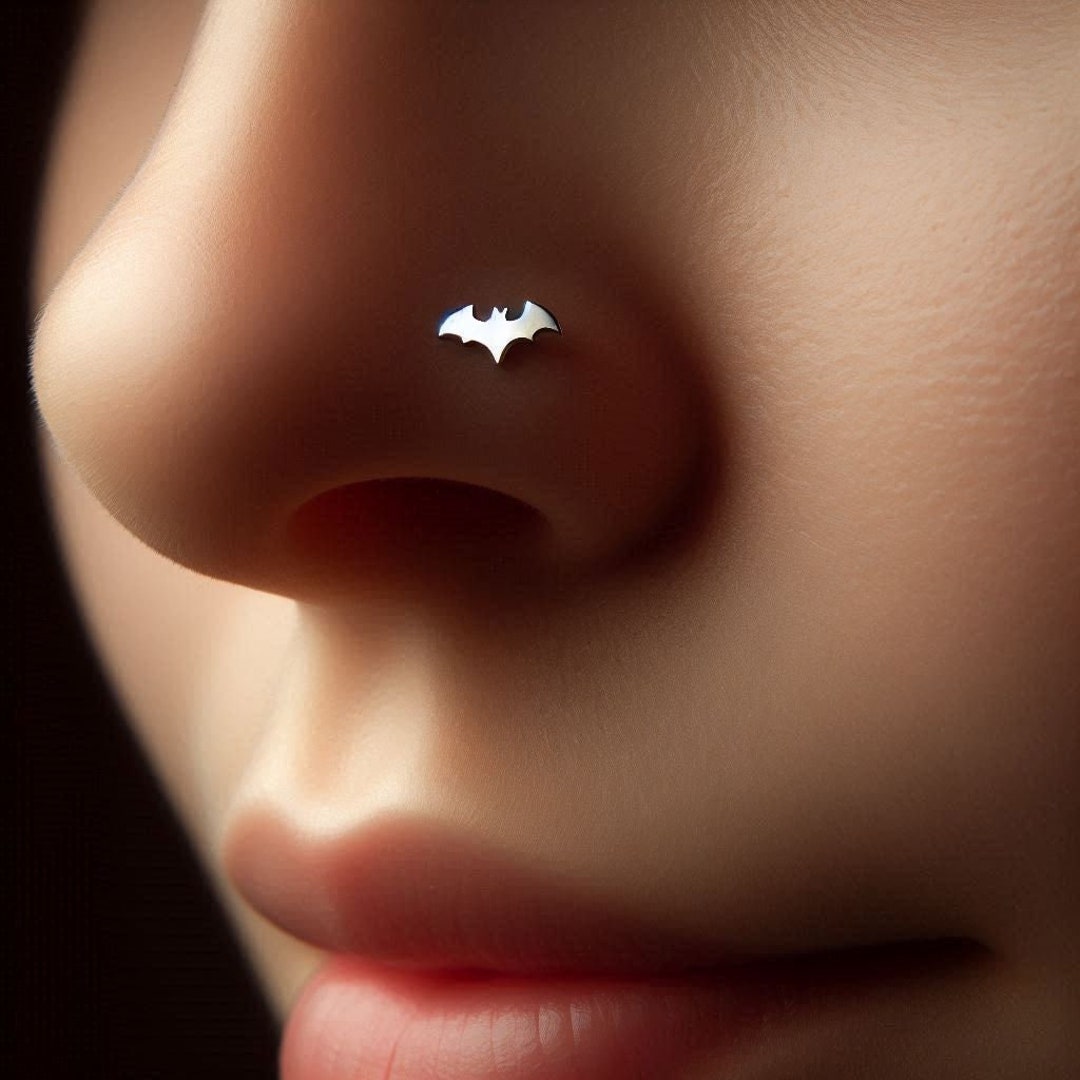 14k Gold Bat Nose Ring Gold Batwings Nose Piercing Bat Nose Stud Solid ...