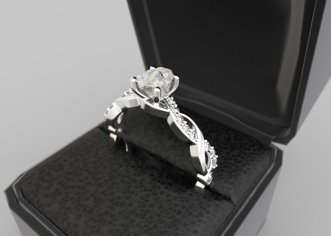 Rose Gold Raw Diamond Engagement Ring Rose Gold Raw Diamond | Etsy