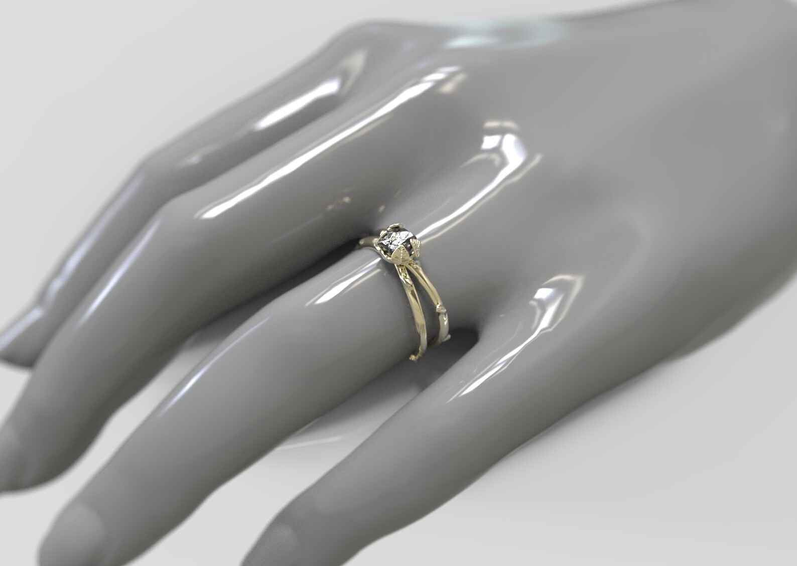 Yellow Gold Raw Diamond Engagement Ring Yellow Gold Rough | Etsy