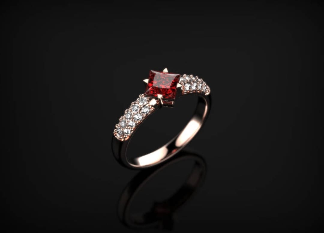 Ruby Engagement Ring Rose Gold Engagement Ring Ruby Ring Unique ...