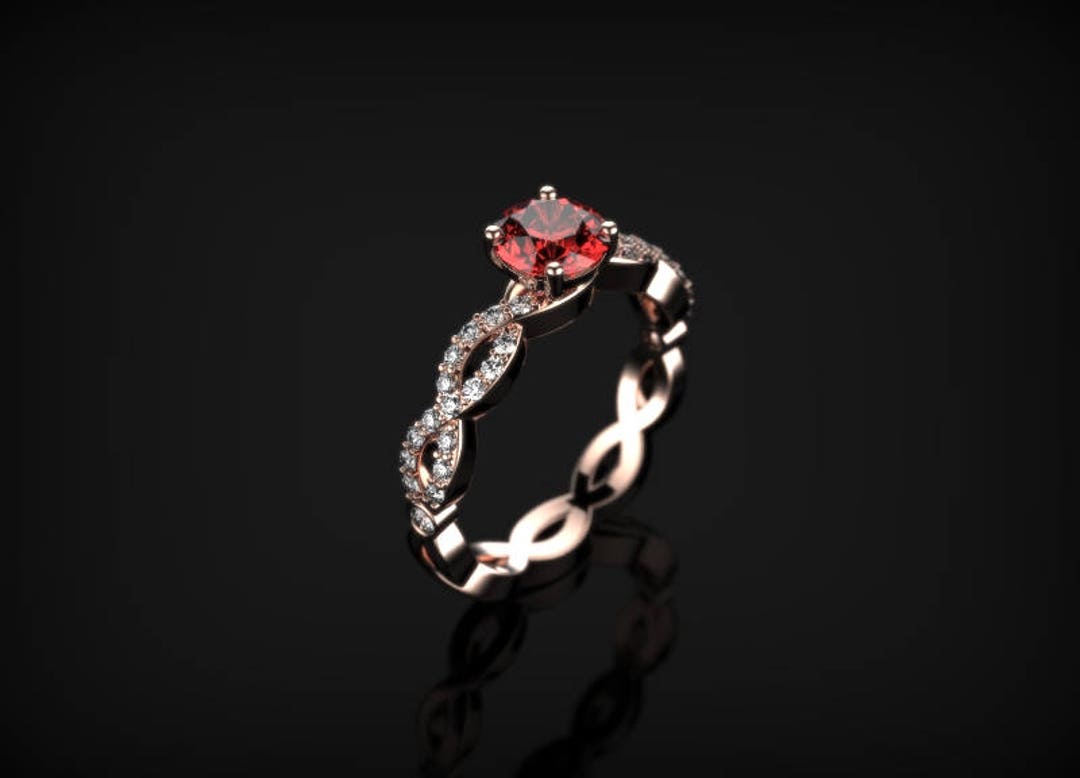 Ruby Engagement Ring Rose Gold Engagement Ring Ruby Ring Unique ...