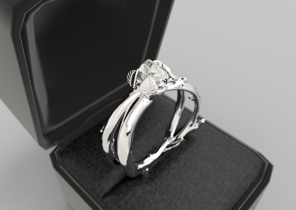 Yellow Gold Raw Diamond Engagement Ring Yellow Gold Rough | Etsy