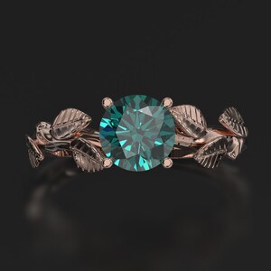 Alexandrite Leaf Engagement Ring Rose Gold Engagement Ring Alexandrite ...