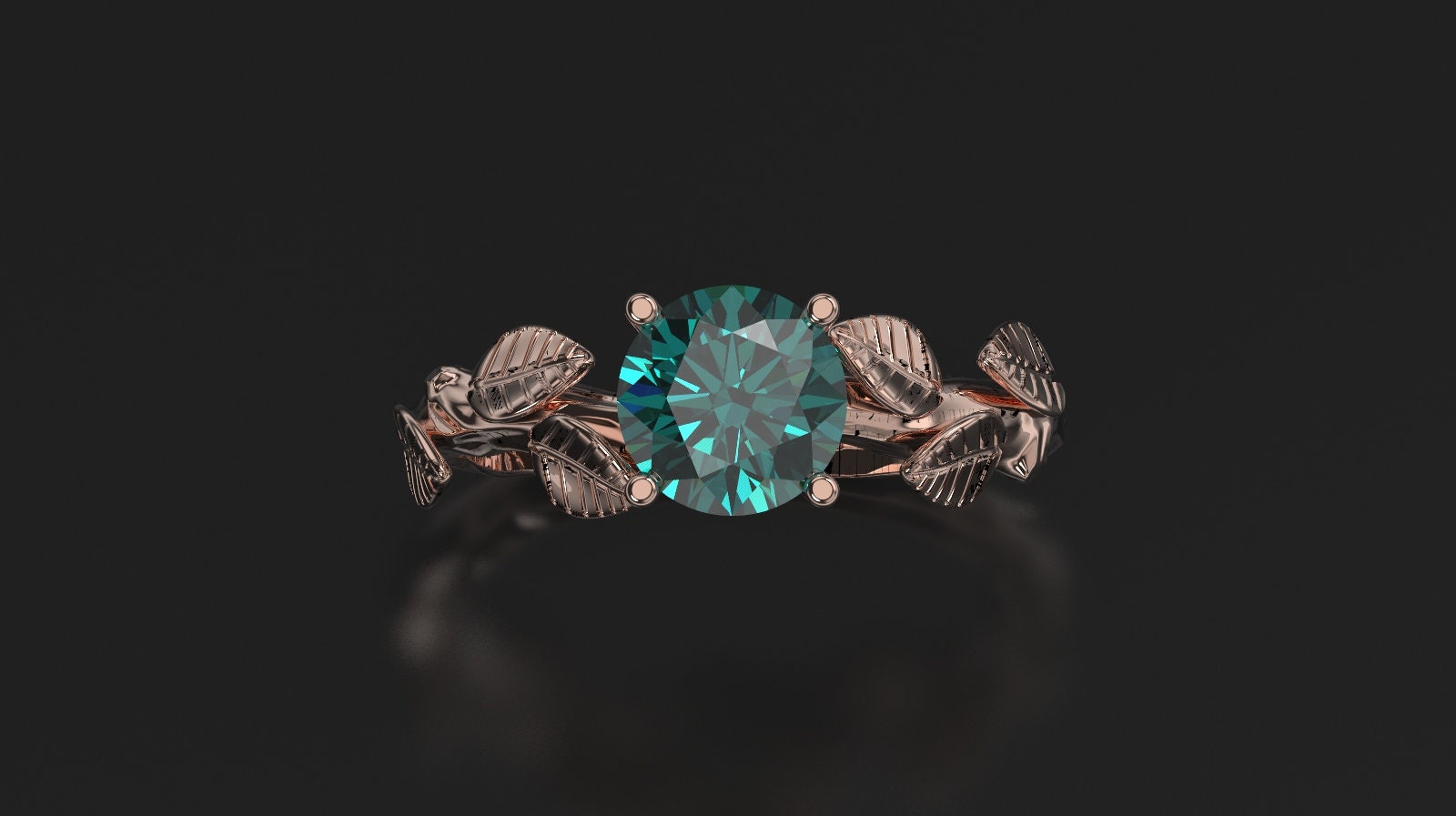 Alexandrite Leaf Engagement Ring Rose Gold Engagement Ring | Etsy