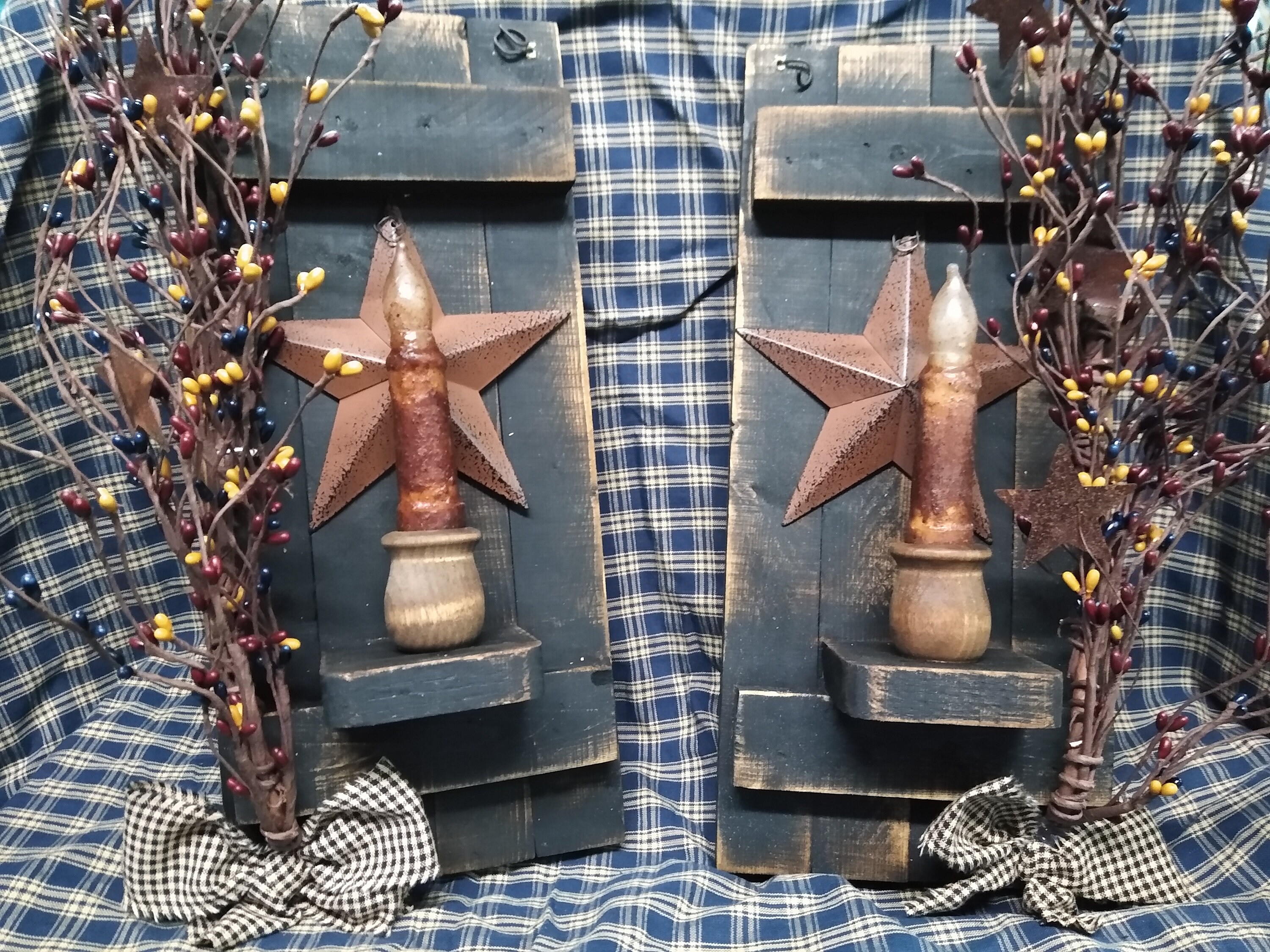 Primitive Wall Sconces With Country Mix Berries | Etsy