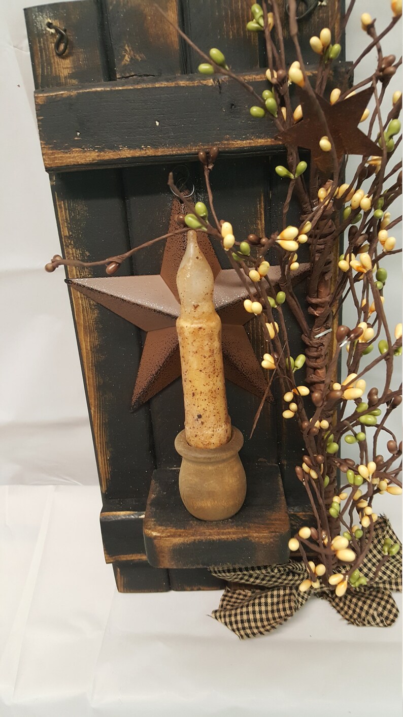 Primitive Wall Sconces With Coffee Bean Berries set | Etsy