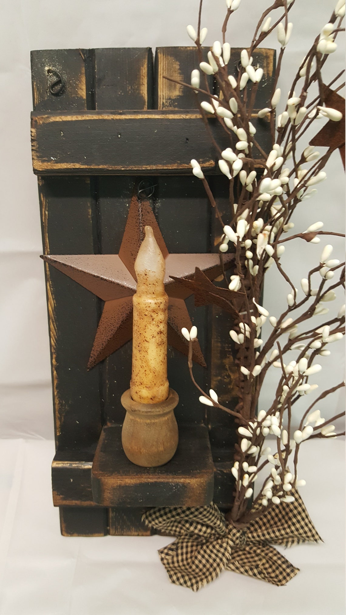 Primitive Wall Sconces With White Berries set - Etsy