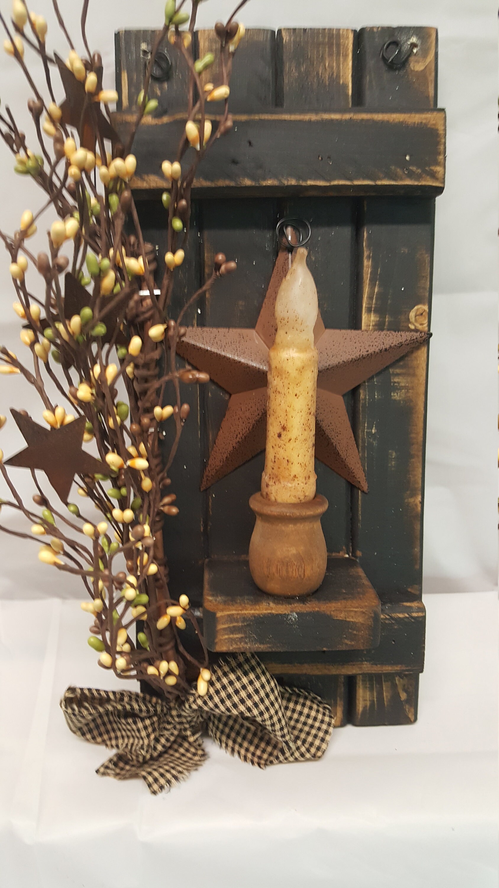Primitive Wall Sconces With Coffee Bean Berries set | Etsy