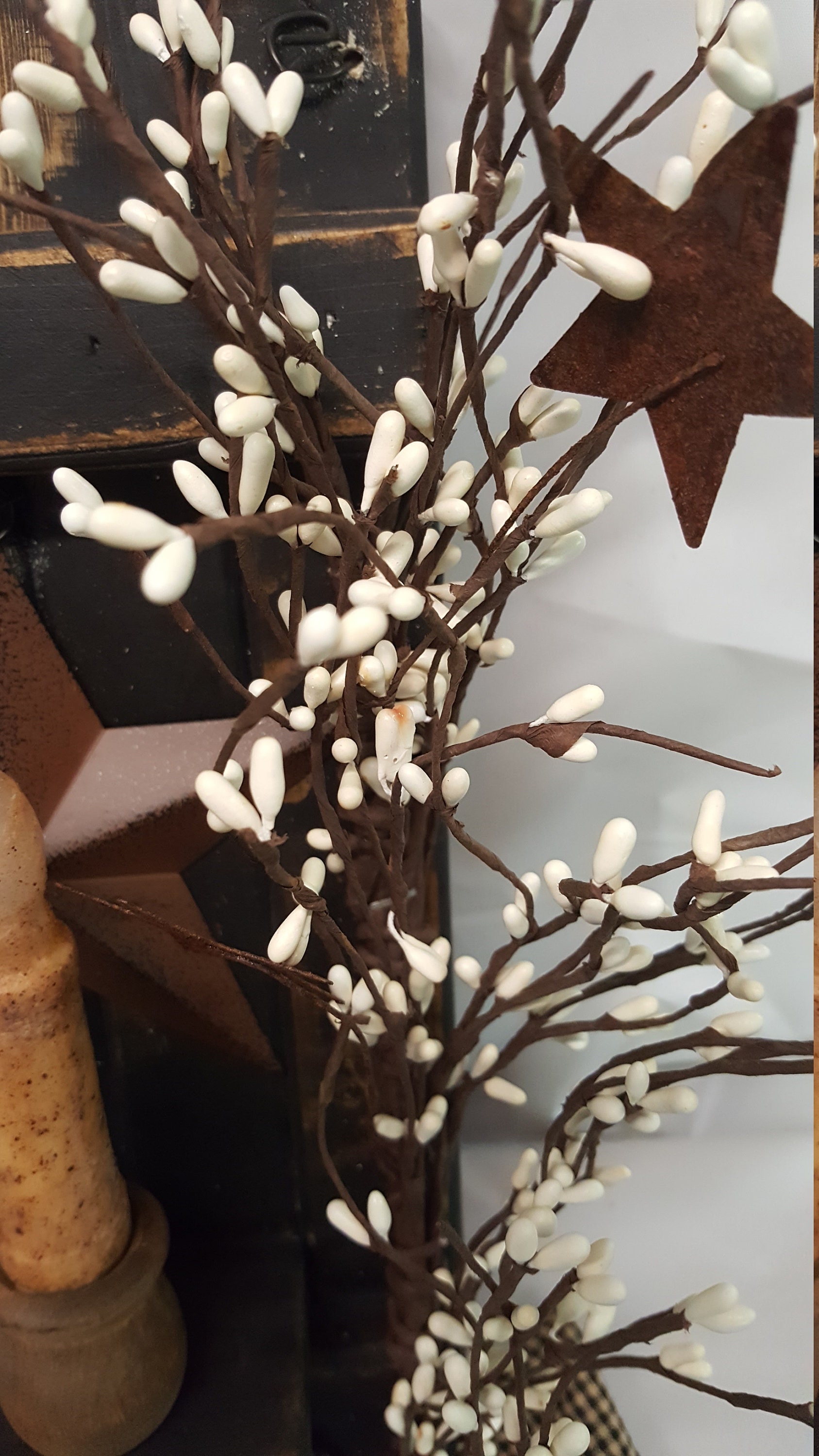 Primitive Wall Sconces With White Berries set | Etsy