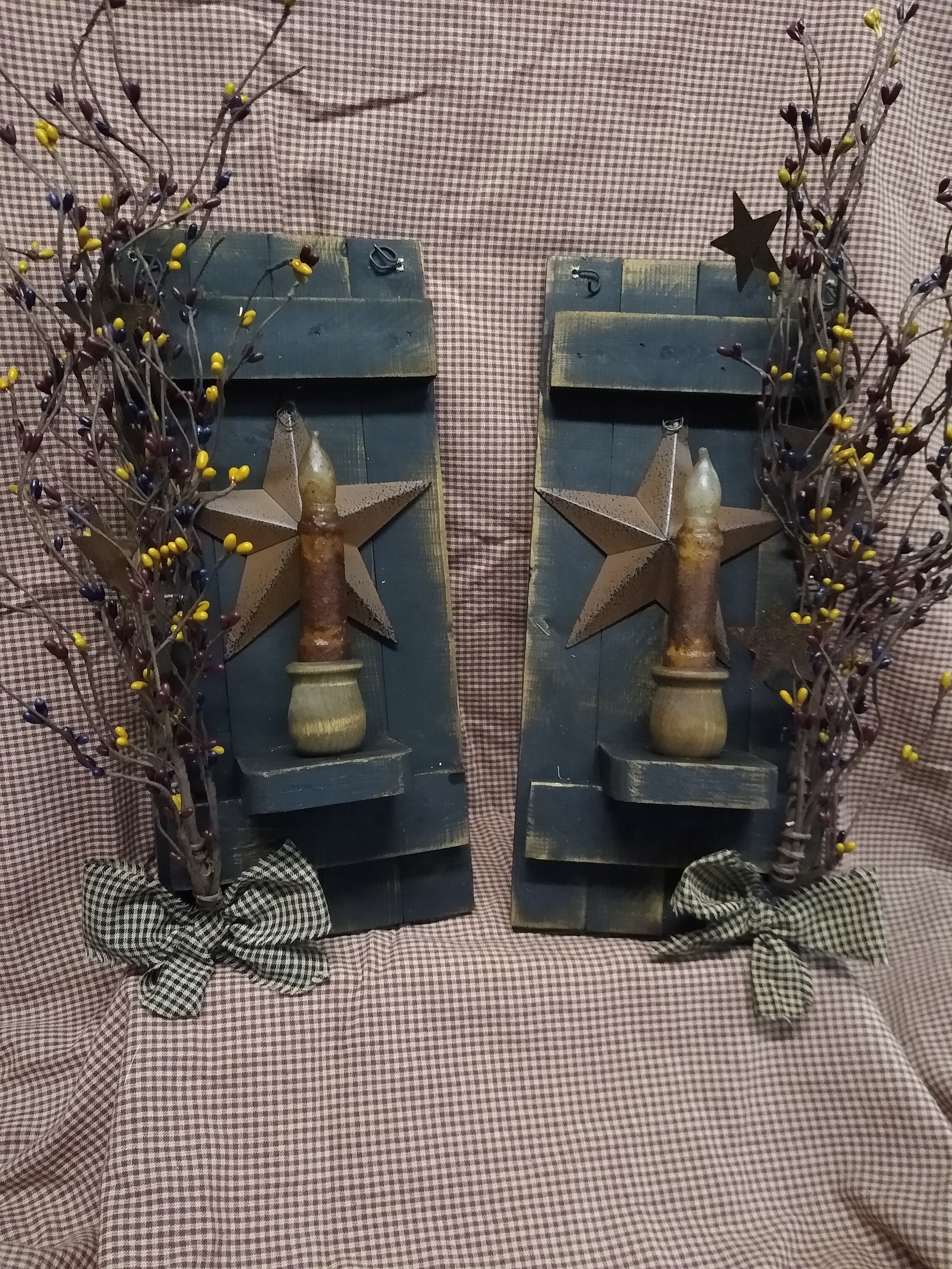 Primitive Wall Sconces With Country Mix Berries | Etsy