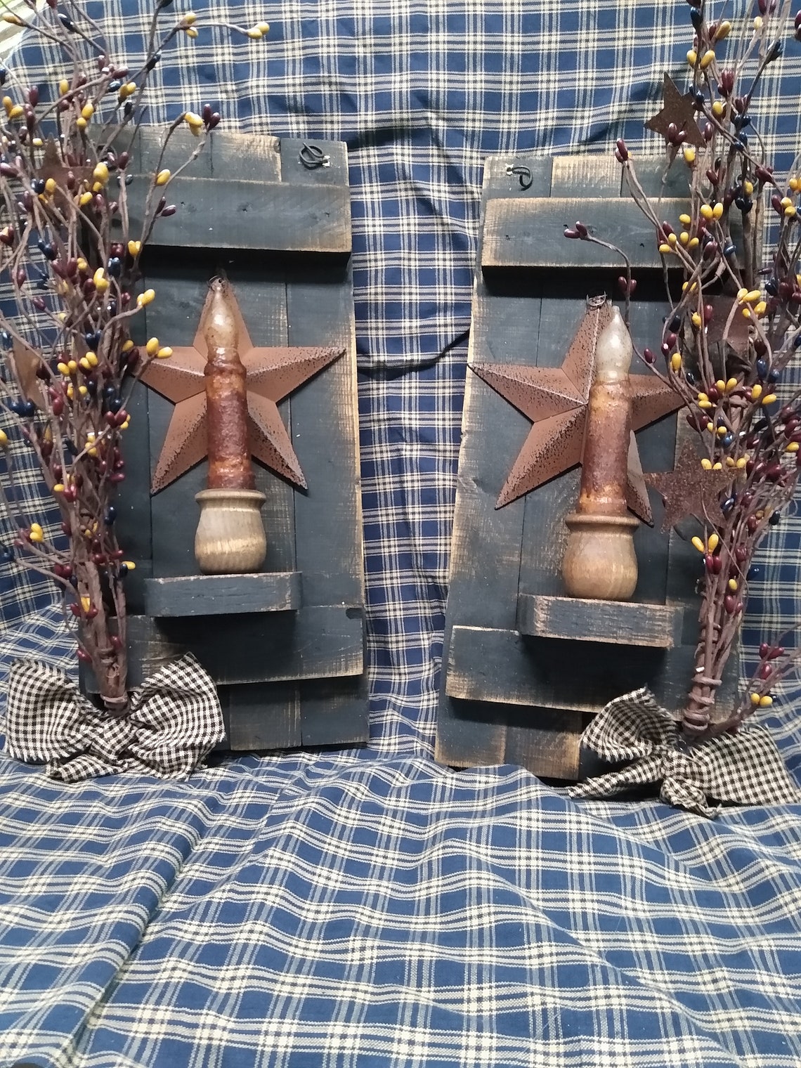 Primitive Wall Sconces With Country Mix Berries | Etsy