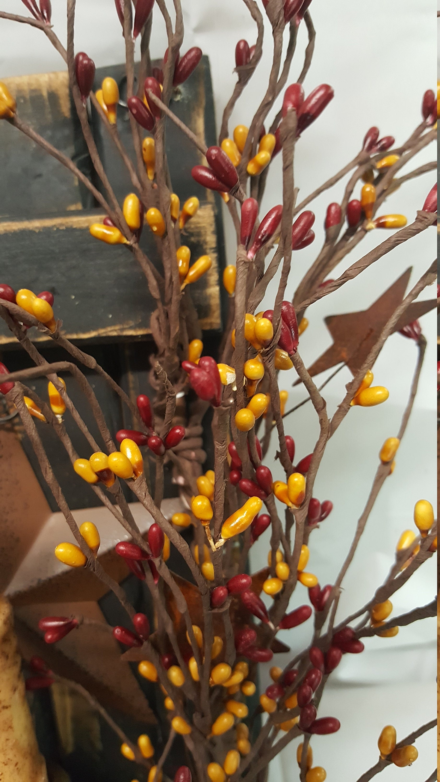 Primitive Wall Sconces With Burgundy/gold Berries - Etsy
