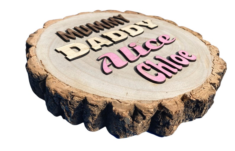 35 cm Log slice personalised name sign custom name plaque | Etsy