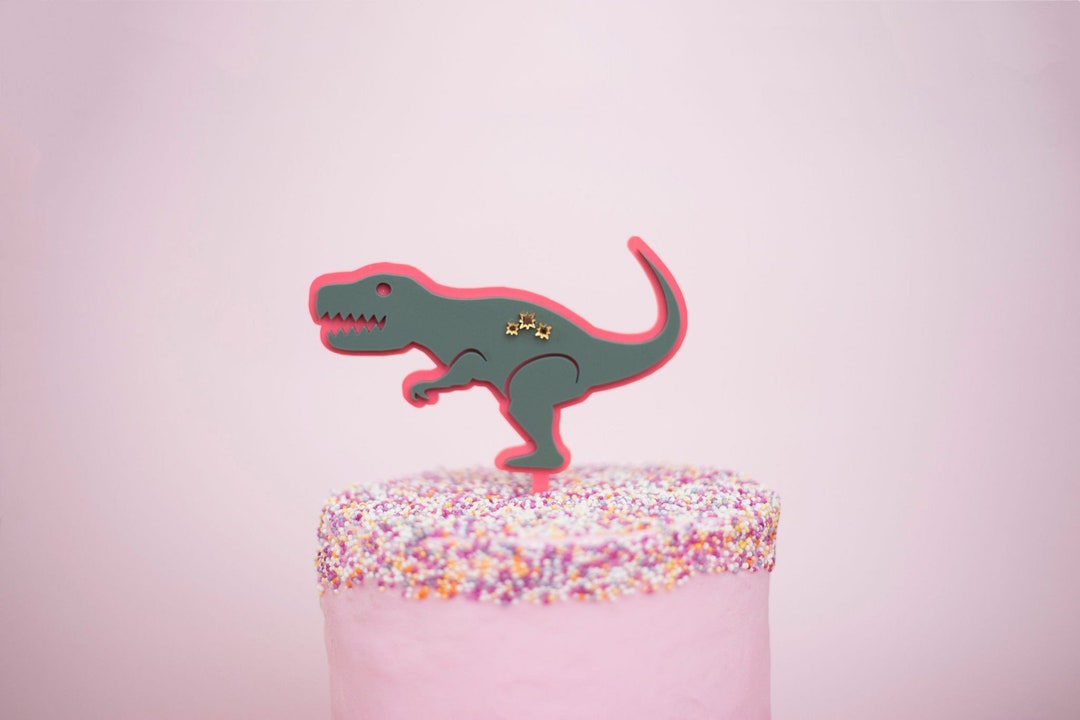 Dinosaur Cake Topper, Acrylic, Dinosaur Themed Cake, T Rex Cake Topper ...