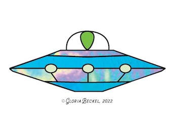 Ufo Stained Glass Alien - Etsy