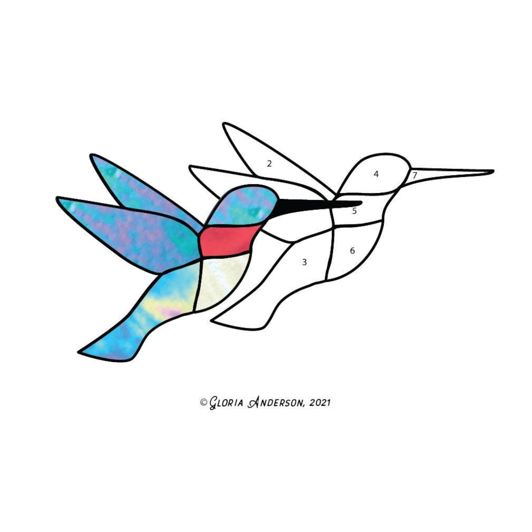 Hummingbird Hobby License Beginner Stained Glass Pattern - Tiffany ...