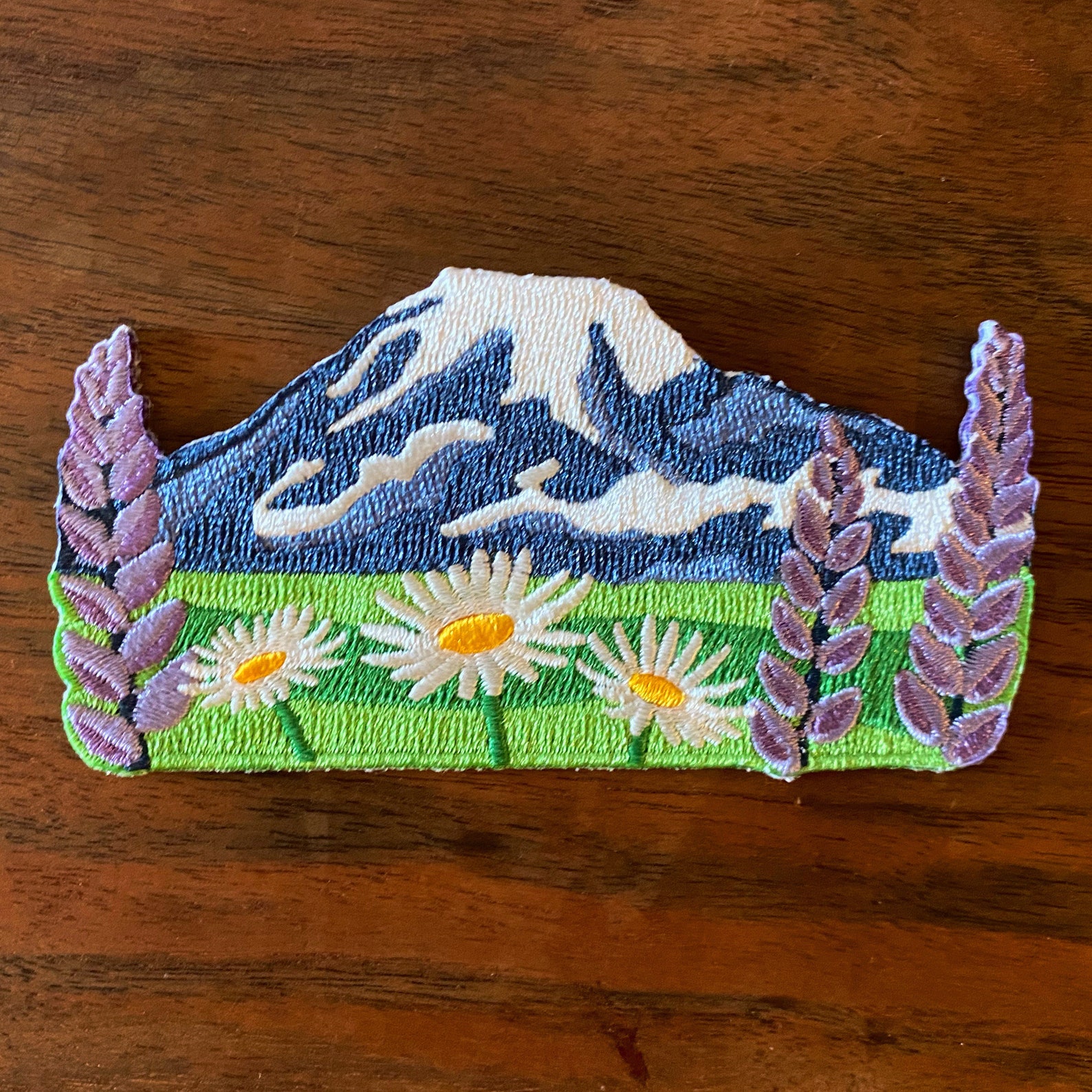 Mount Rainier in the Summertime Patch - Mountain With Wildflowers ...