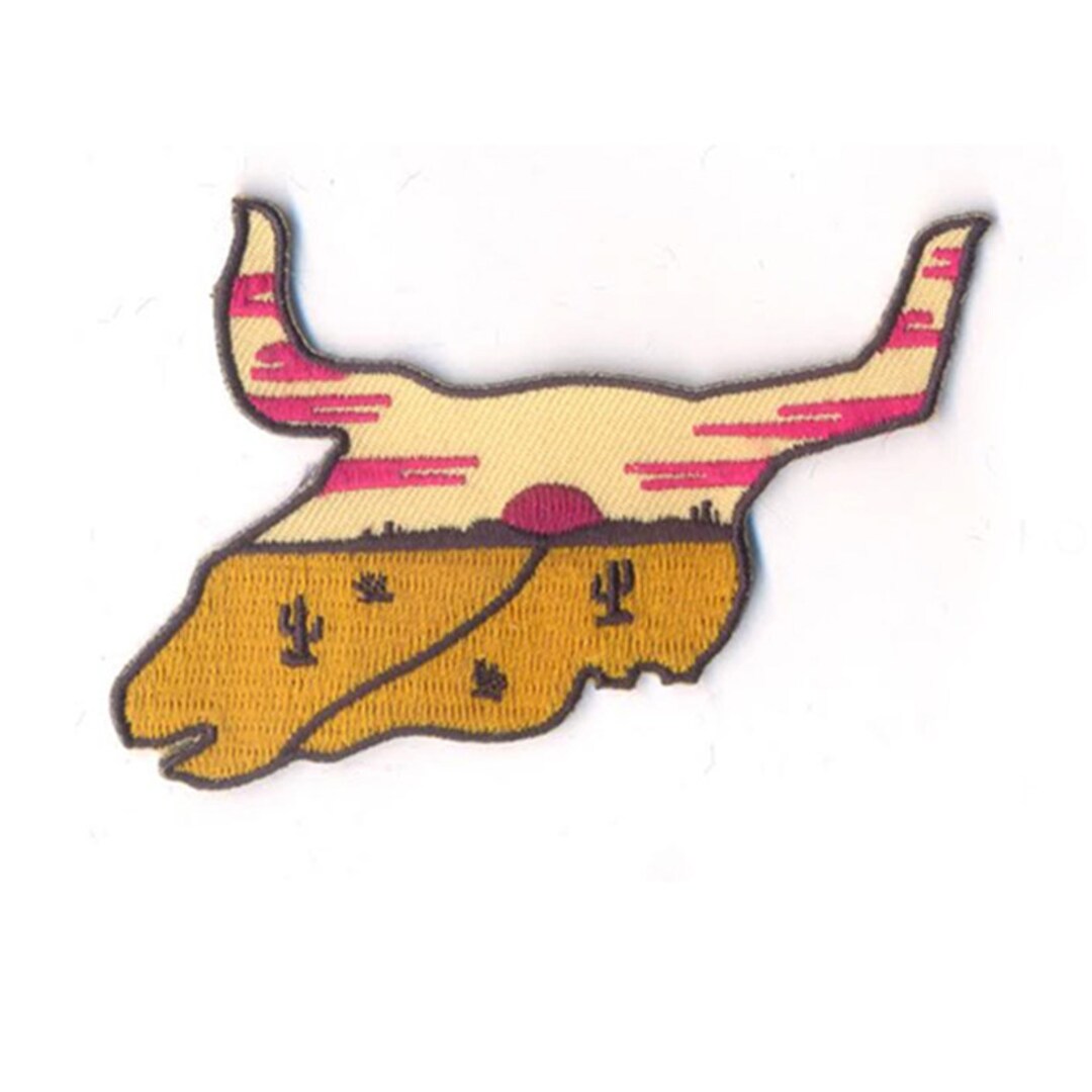 Desert Skull Patch Iron on Arizona Cactus Hipster Landscape Embroidered ...